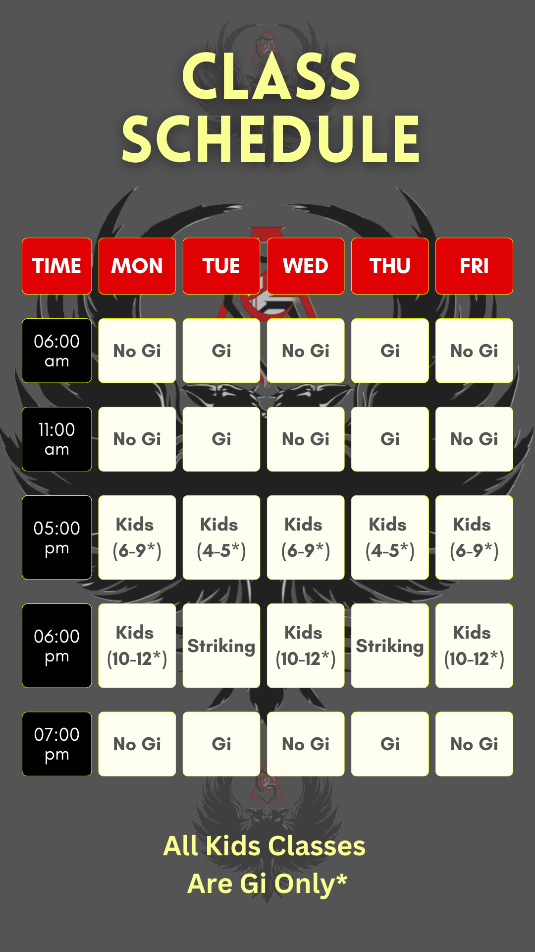 Schedule | Combat Sports Academy